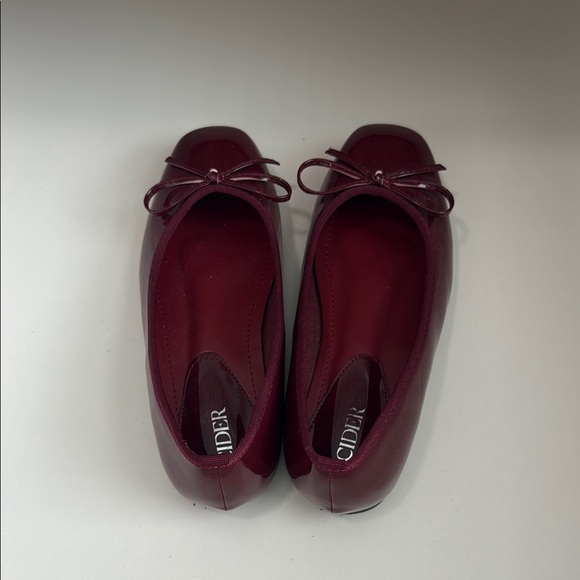 Cider | Shoes | Cider Red Flats With Decorative Bows And Glossy Finish ...